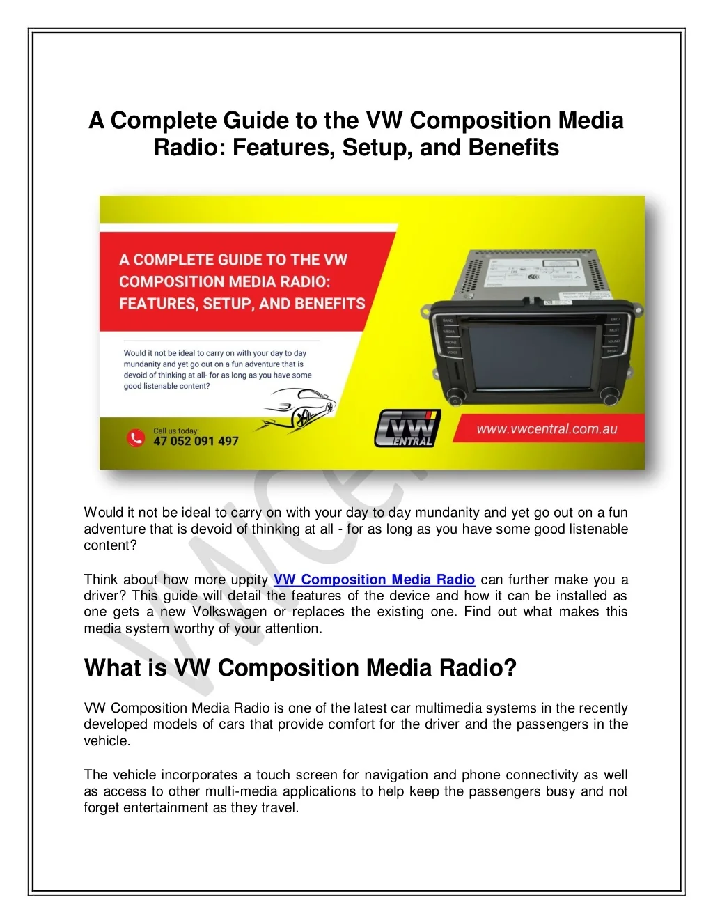 PPT - A Complete Guide to the VW Composition Media Radio PowerPoint ...