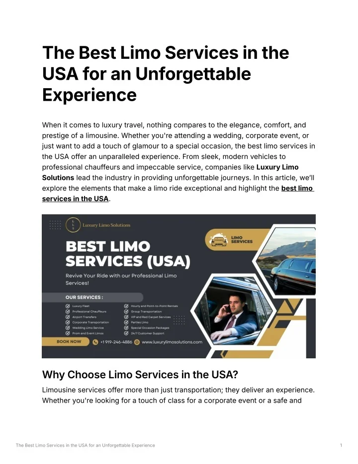 PPT - The Best Limo Services in the USA for an Unforgettable Experience ...