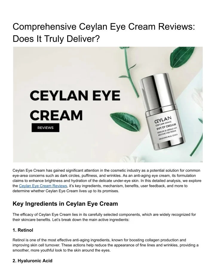PPT - Comprehensive Ceylan Eye Cream Reviews_ Does It Truly Deliver ...