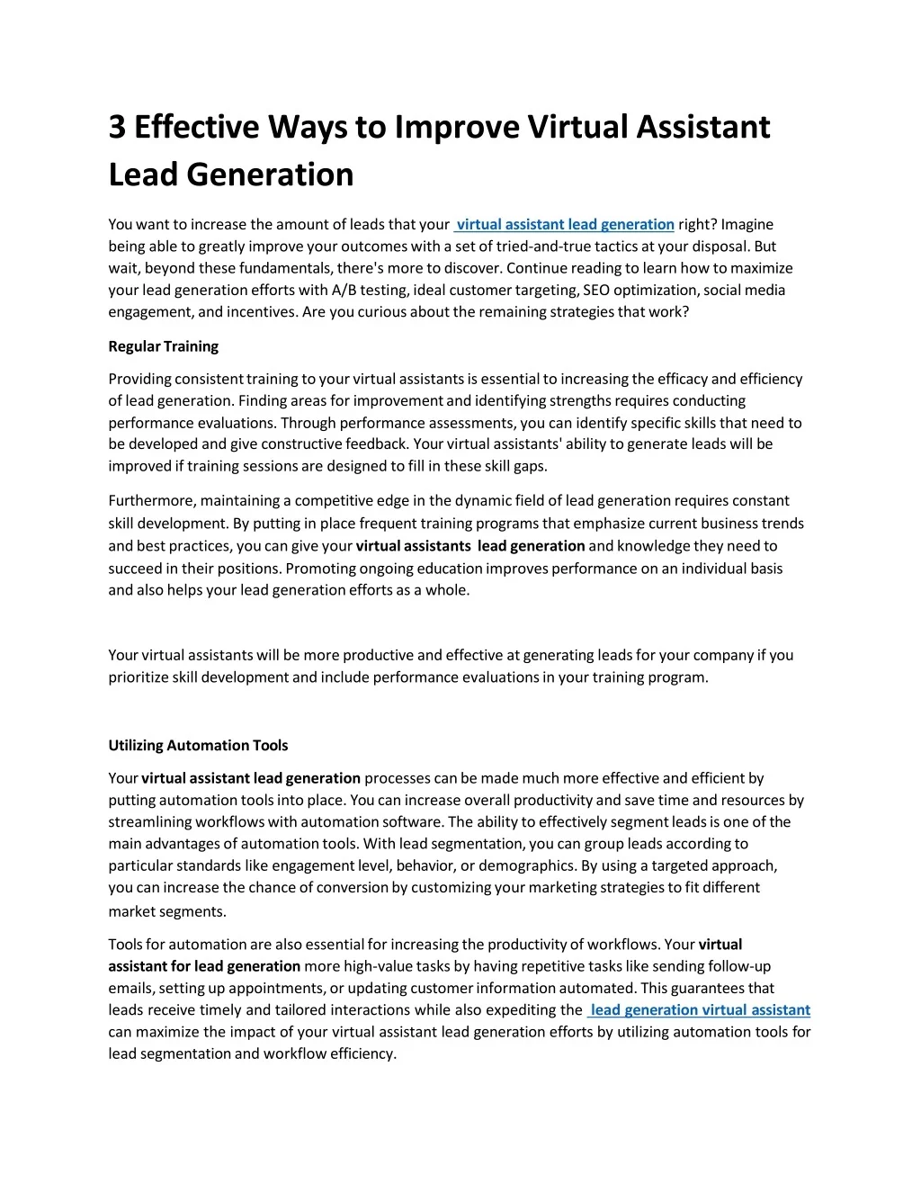 PPT - virtual assistant lead generation PowerPoint Presentation, free ...