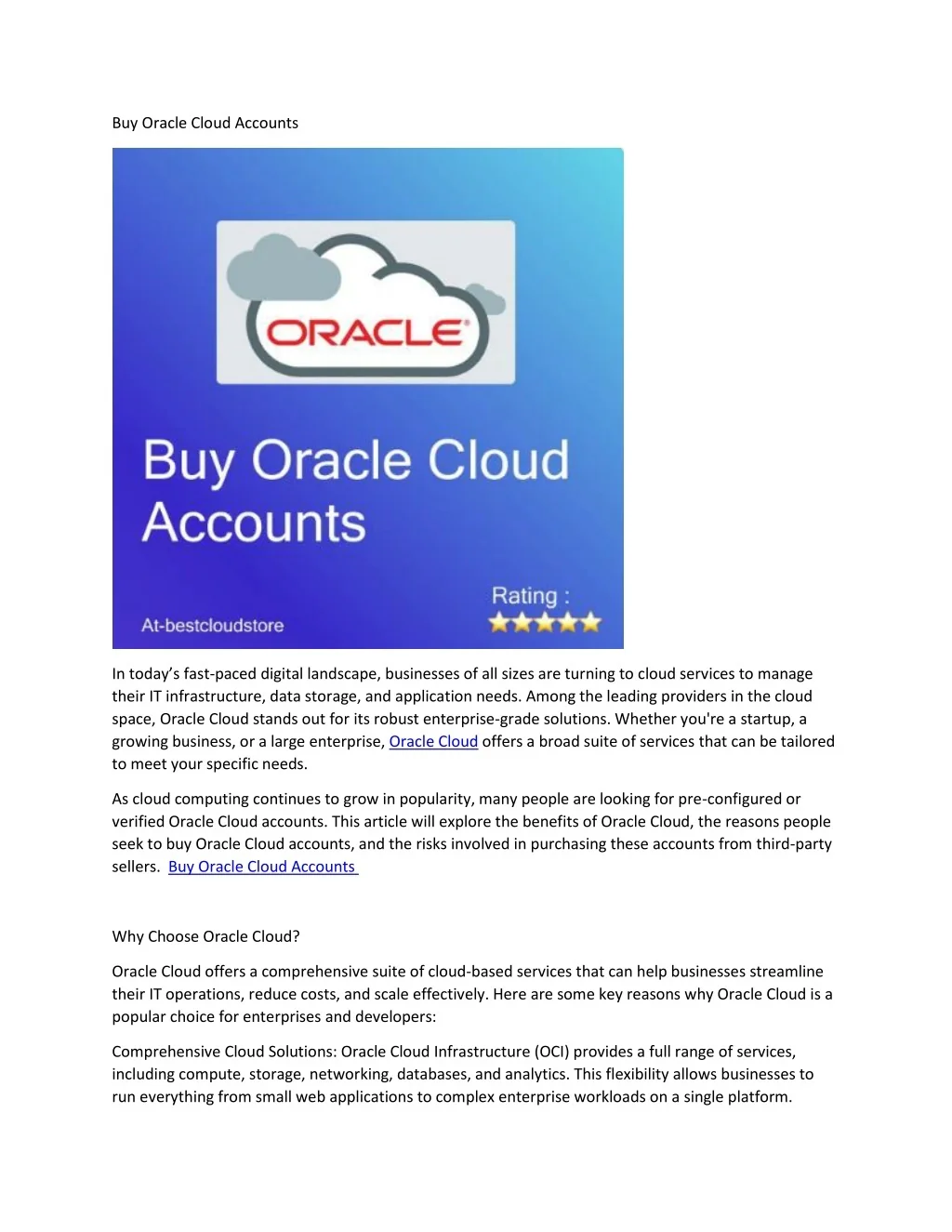 PPT - Buy Oracle Cloud Accounts PowerPoint Presentation, free download ...