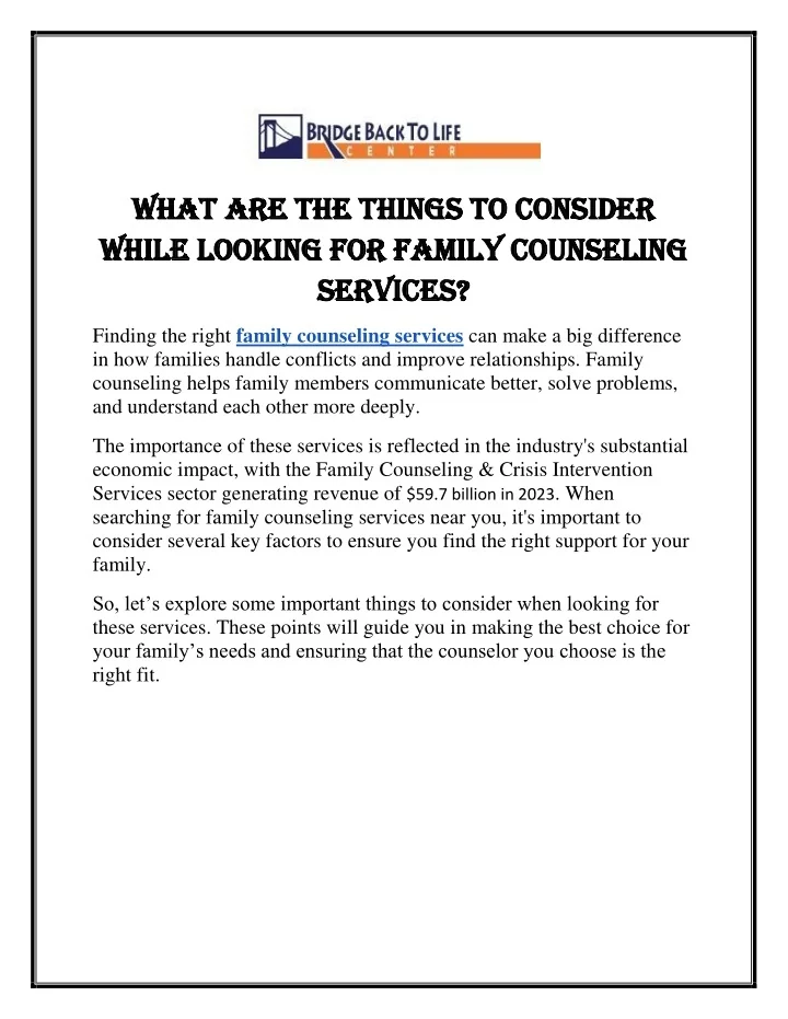 PPT - What Are the Things to Consider While Looking for Family ...
