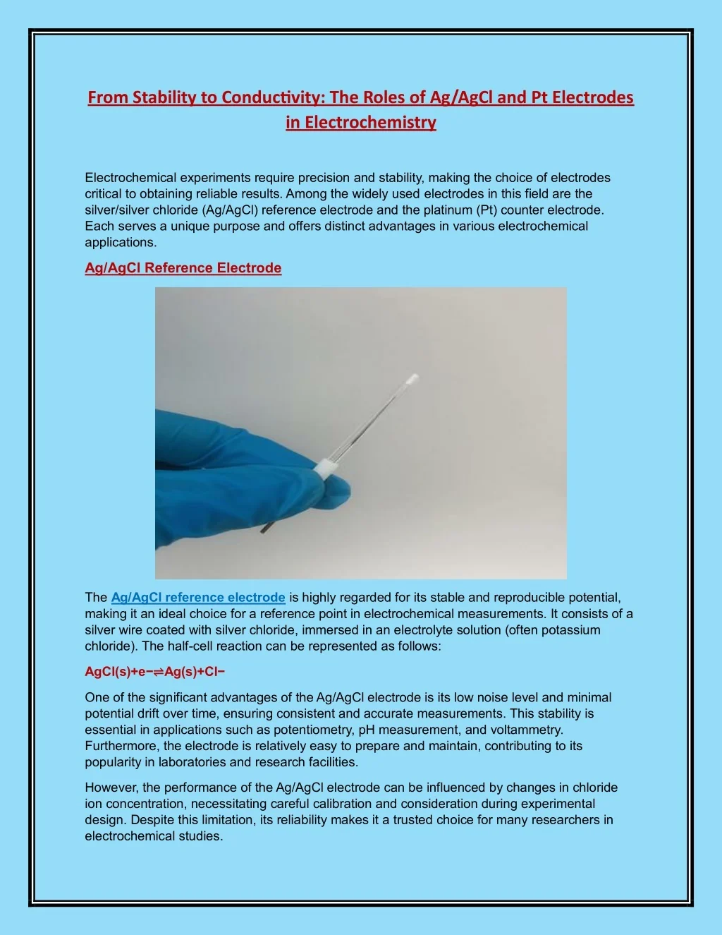 PPT - From Stability to Conductivity The Roles of AgAgCl and Pt ...