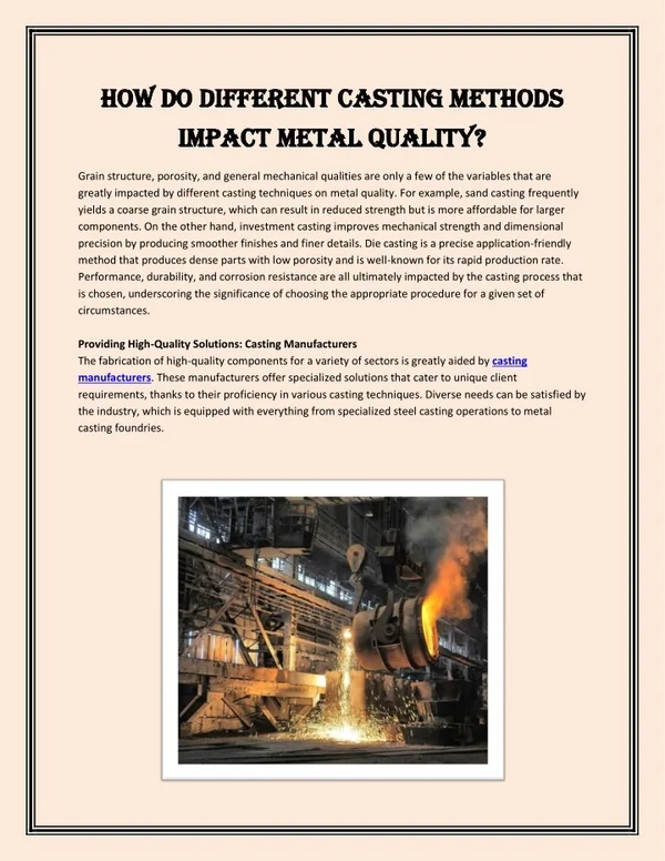 PPT - How Do Different Casting Methods Impact Metal Quality PowerPoint ...