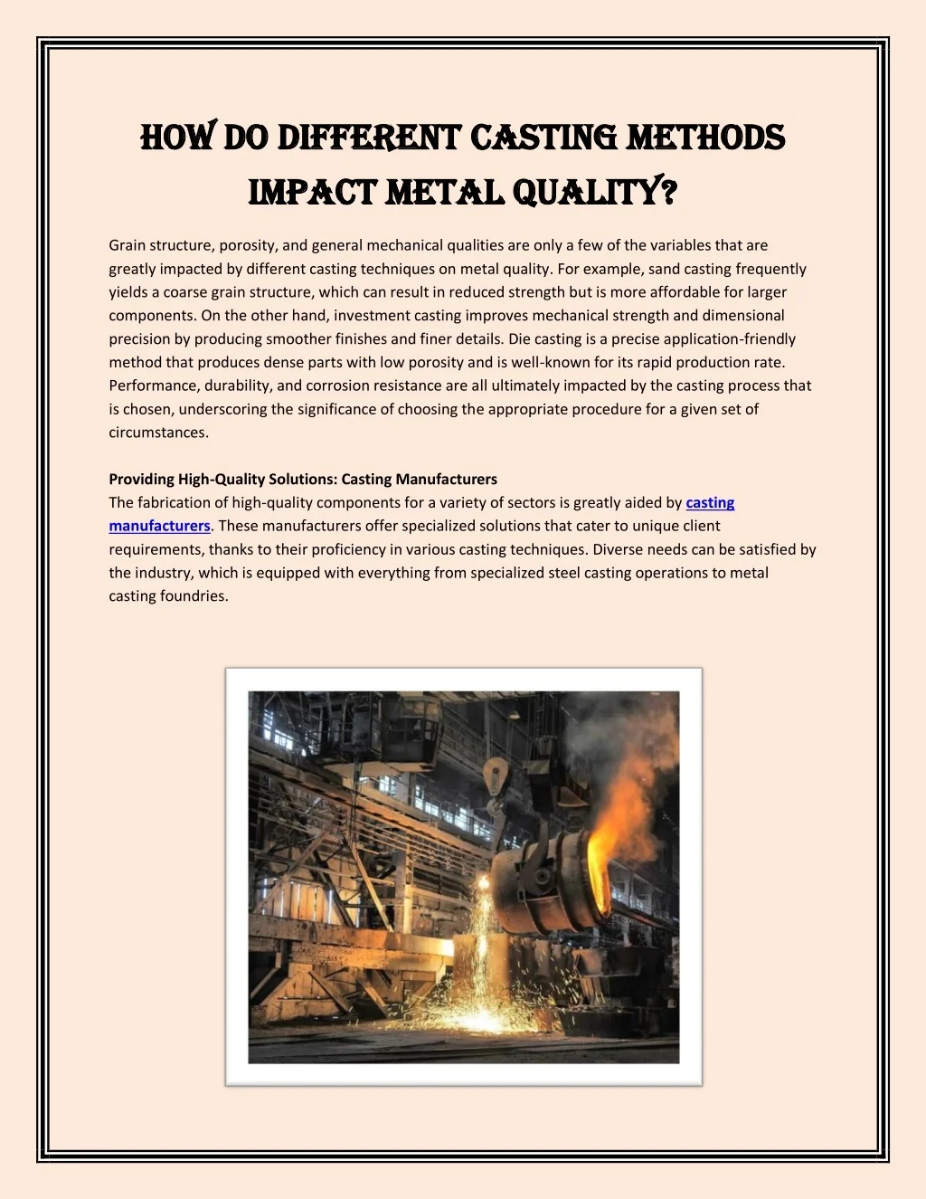 PPT - How Do Different Casting Methods Impact Metal Quality PowerPoint ...