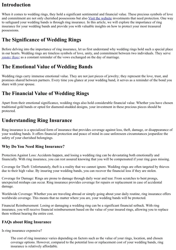 PPT - The Importance of Ring Insurance for Your Wedding Bands ...