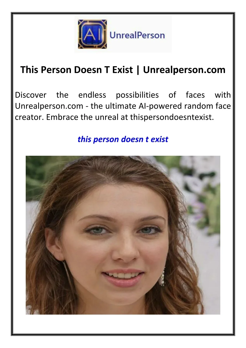 PPT - This Person Doesn T Exist Unrealperson.com PowerPoint Presentation - ID:13620944
