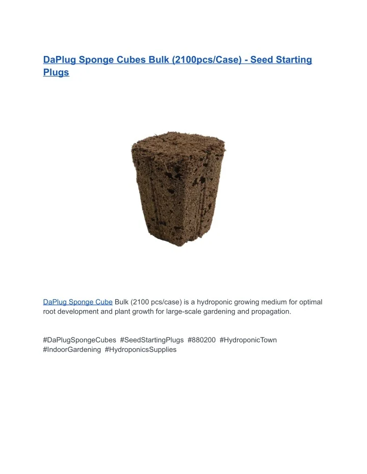 PPT - DaPlug Sponge Cubes Bulk (2100pcs_Case) - Seed Starting Plugs PowerPoint Presentation - ID ...