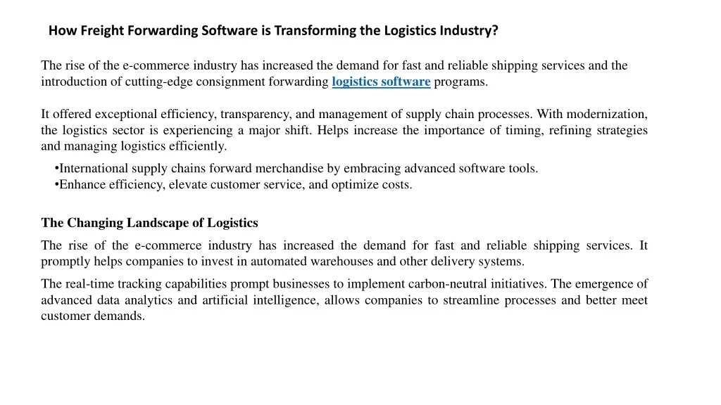 PPT - How Freight Forwarding Software is Transforming the Logistics ...