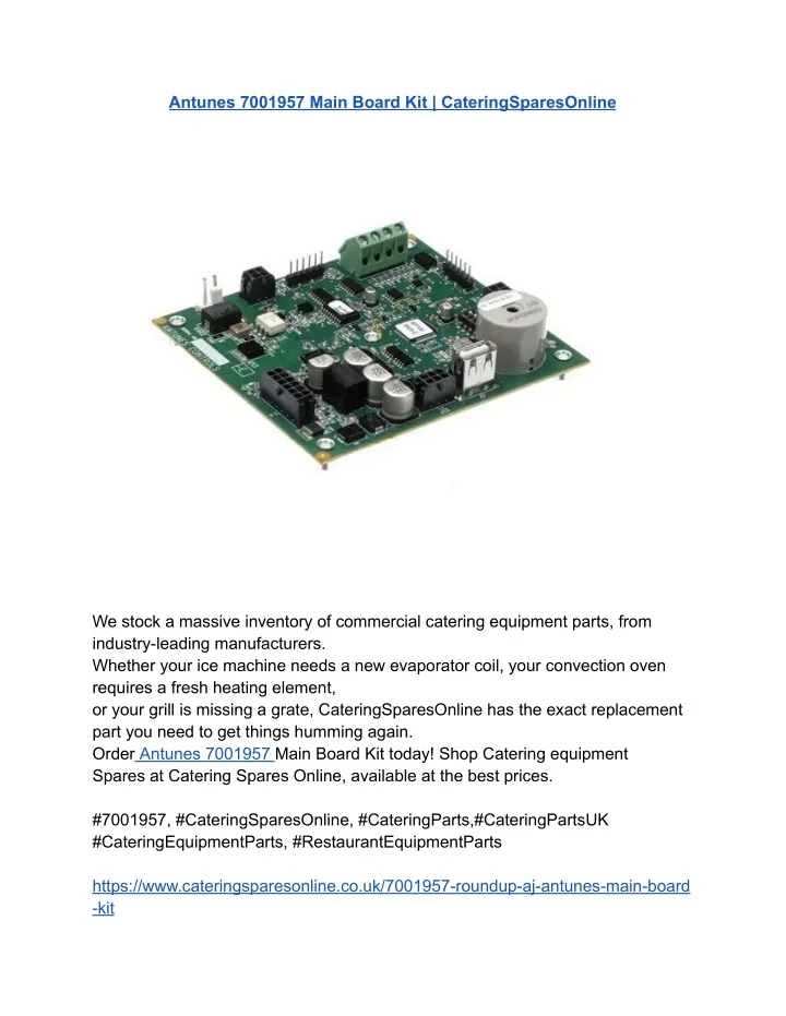 PPT - Antunes 7001957 Main Board Kit _ CateringSparesOnline PowerPoint ...