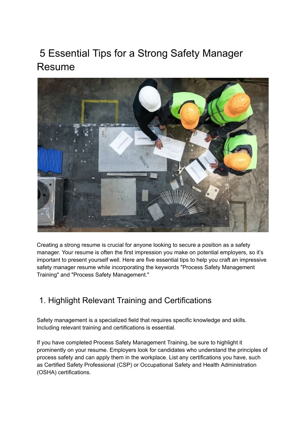 PPT - 5 Essential Tips for a Strong Safety Manager Resume PowerPoint ...