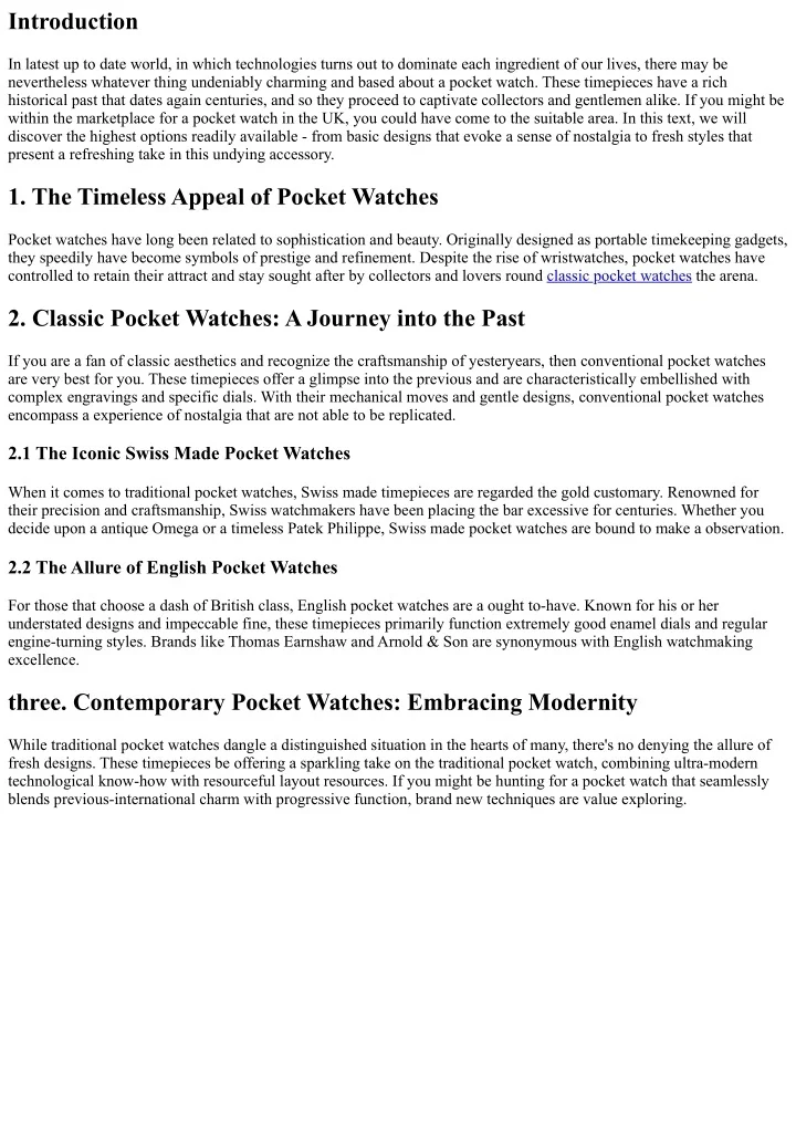 PPT - From Classic to Contemporary: Discovering the Best Pocket Watches ...