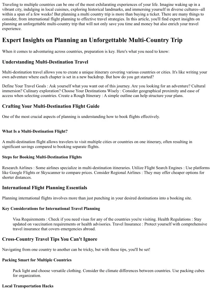 PPT - **Expert Advice on Planning an Unforgettable Trip to Multiple ...