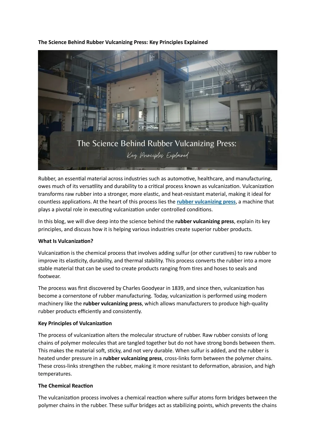 PPT - The Science Behind Rubber Vulcanizing Press: Key Principles ...