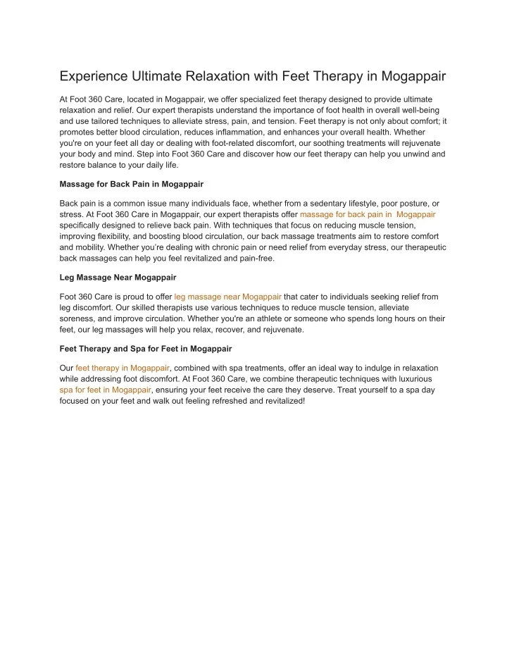 PPT - Experience Ultimate Relaxation with Feet Therapy in Mogappair ...