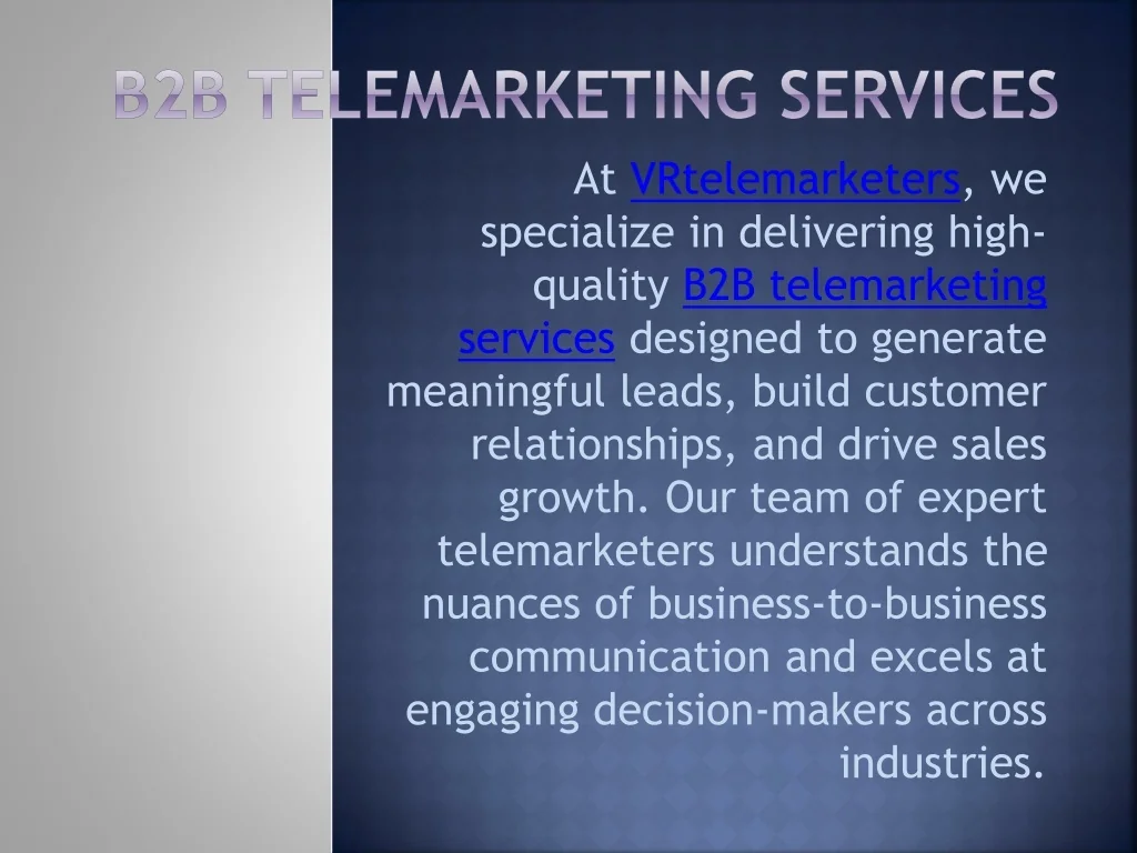 PPT - B2B Telemarketing Services PowerPoint Presentation, free download ...