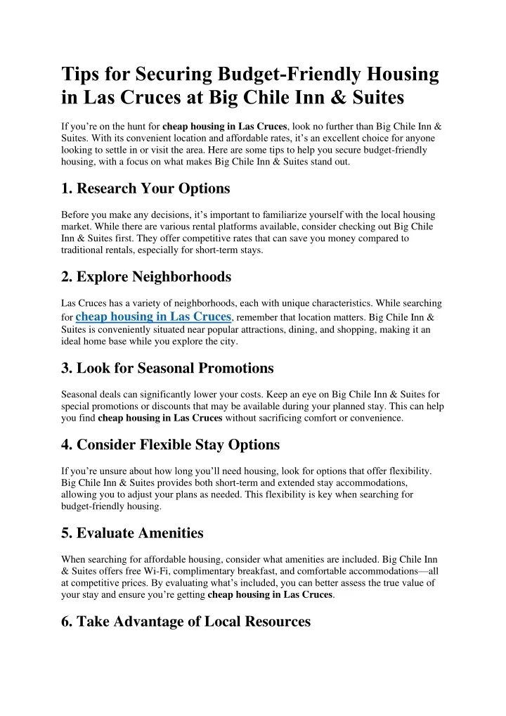 PPT - Tips for Securing Budget Friendly Housing in Las Cruces at Big ...