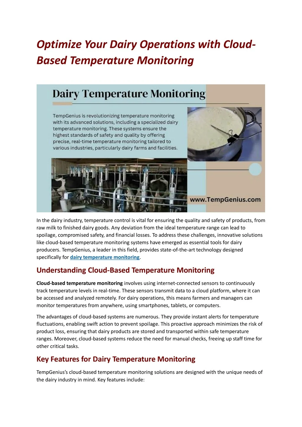 PPT - Optimize Your Dairy Operations with Cloud Based Temperature ...