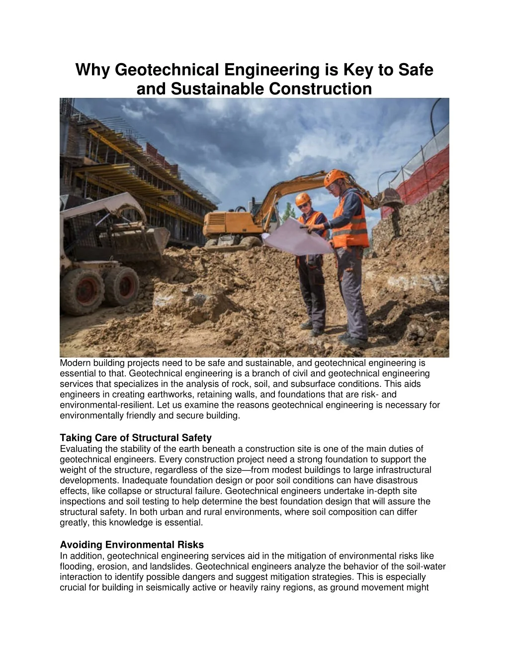 PPT - Why Geotechnical Engineering is Key to Safe and Sustainable Construction PowerPoint ...