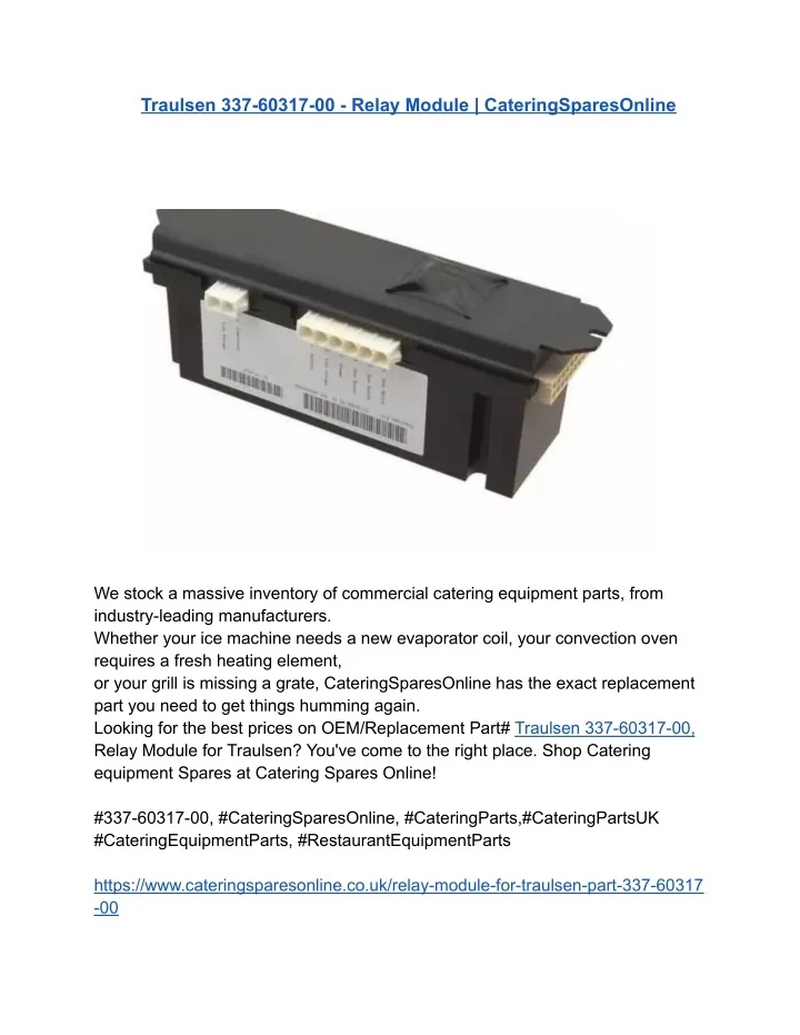 PPT - Traulsen 337-60317-00 - Relay Module _ CateringSparesOnline ...