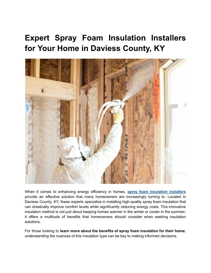 PPT - Expert Spray Foam Insulation Installers for Your Home in Daviess ...