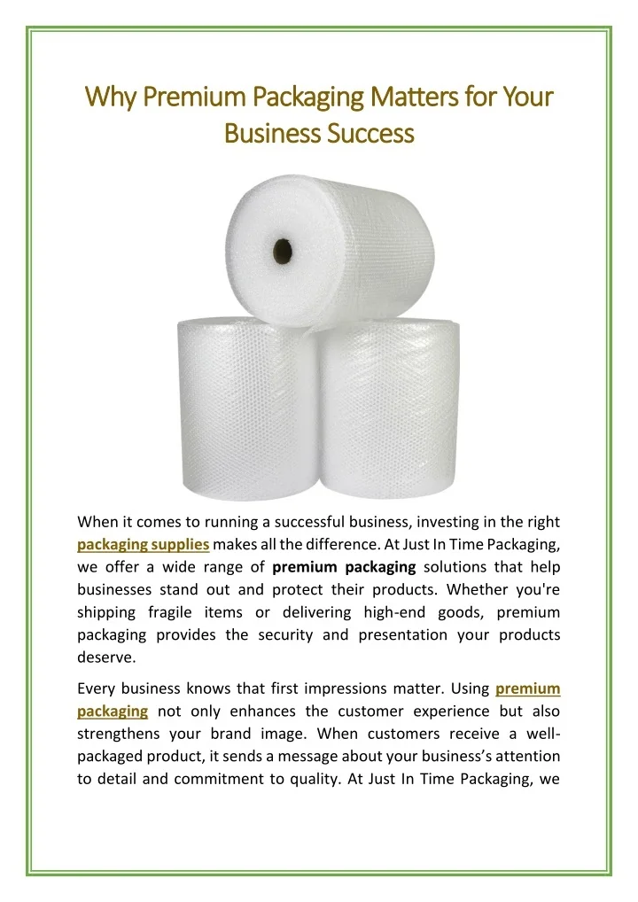 PPT - Why Premium Packaging Matters for Your Business Success PowerPoint Presentation - ID:13629794
