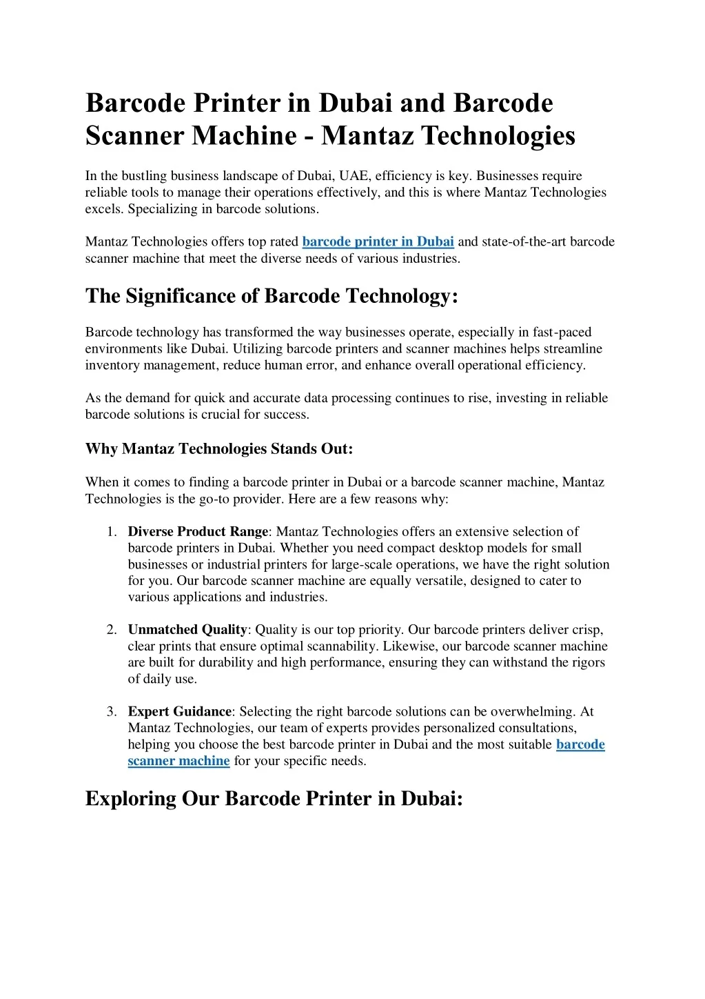 PPT - Barcode Printer in Dubai and Barcode Scanner Machine - Mantaz ...