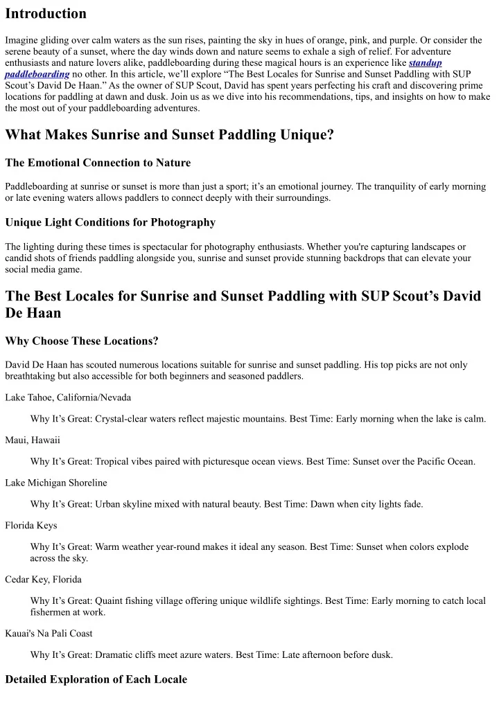 PPT - “The Best Locales for Sunrise and Sunset Paddling with SUP Scout ...