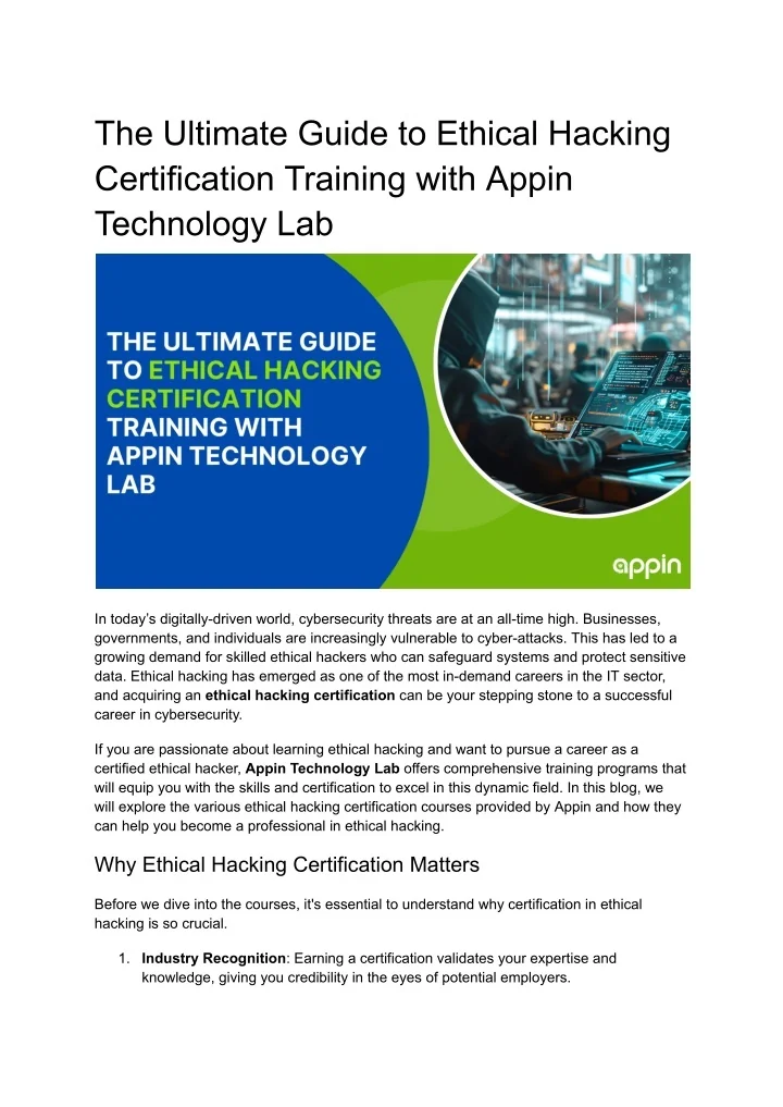 PPT - The Ultimate Guide to Ethical Hacking Certification Training with ...