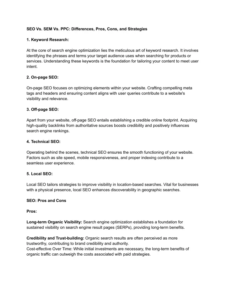 PPT - SEO Vs. SEM Vs. PPC: Differences, Pros, Cons, and Strategies ... PPT - SEO Vs. SEM Vs. PPC: Differences, Pros, Cons, and Strategies ...