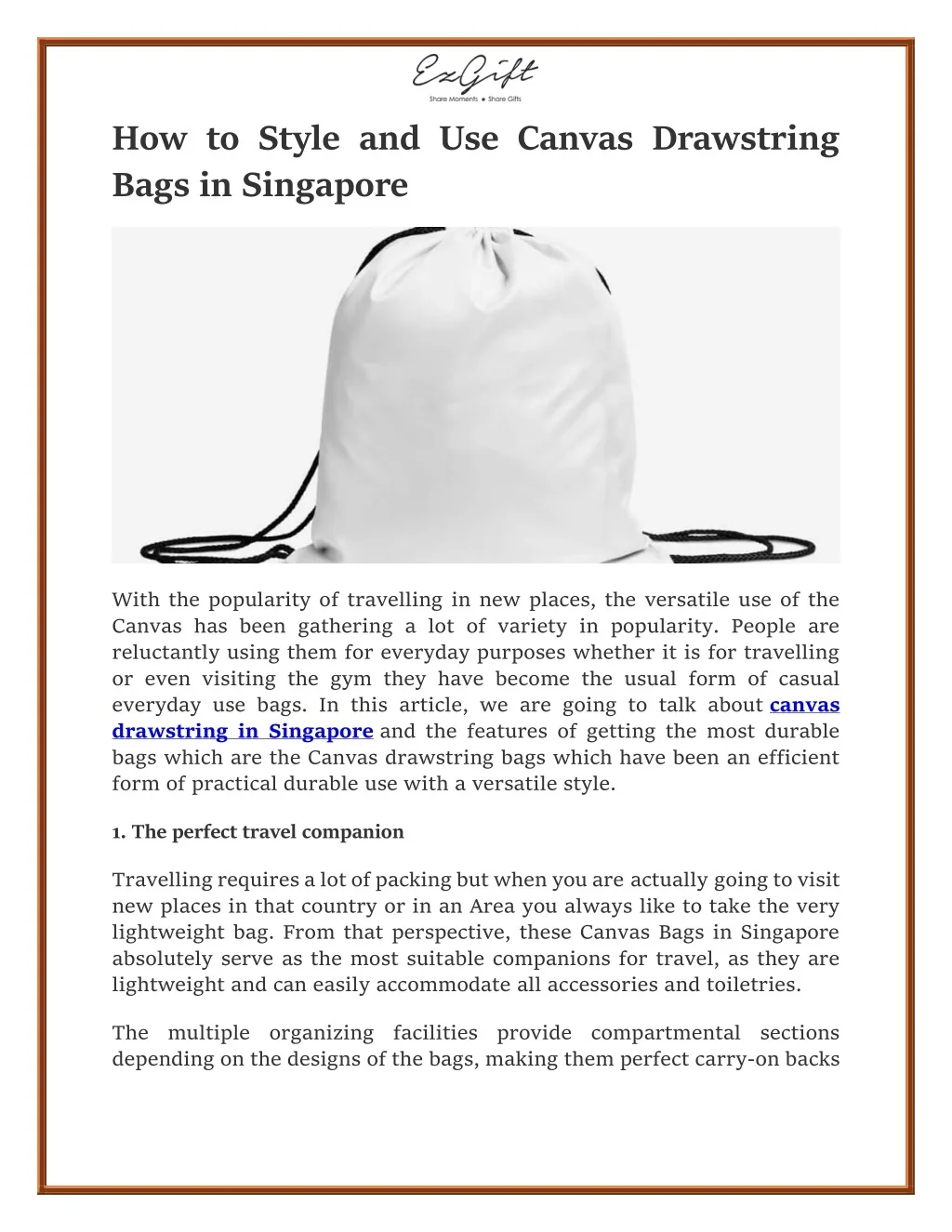 PPT - How to Style and Use Canvas Drawstring Bags in Singapore ...