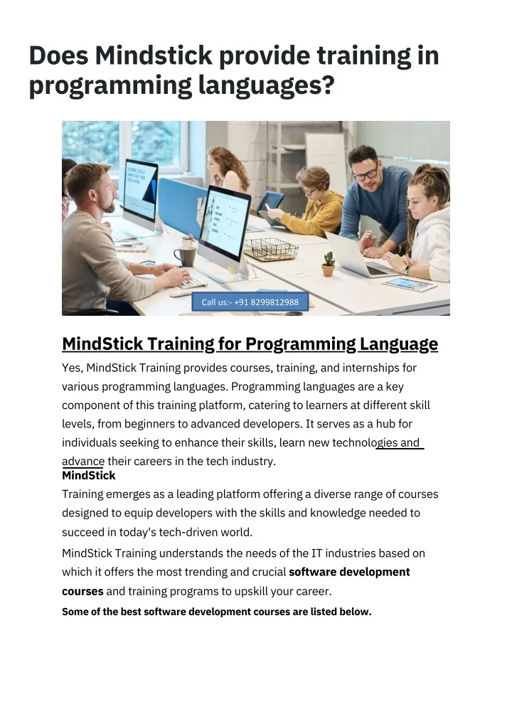 PPT - Does Mindstick provide training in programming languages ...