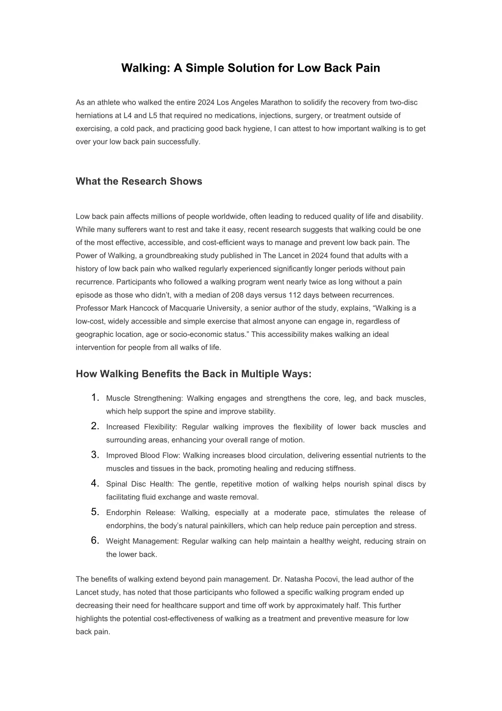PPT - Walking - A Simple Solution for Low Back Pain PowerPoint ...