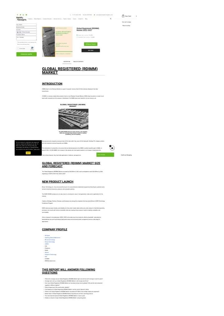 PPT - Global Registered (RDIMM) Market size 2022-2027 ...