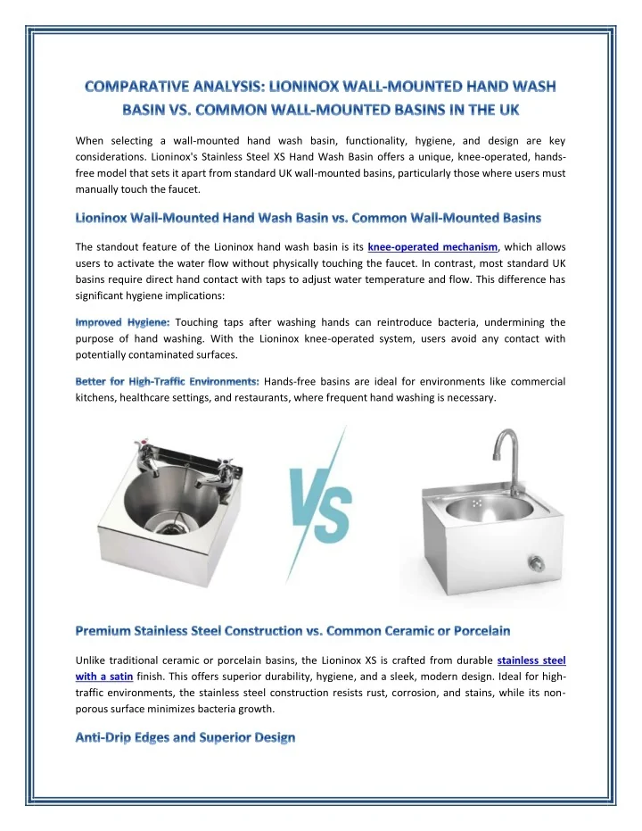 PPT - COMPARATIVE ANALYSIS LIONINOX WALL-MOUNTED HAND WASH BASIN VS ...