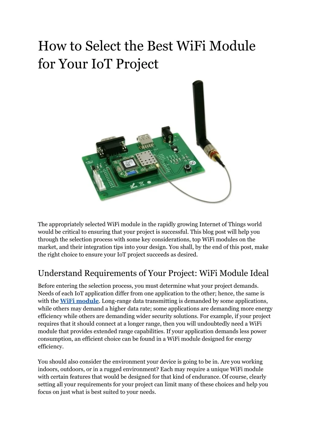 PPT - How to Select the Best WiFi Module for Your IoT Project ...