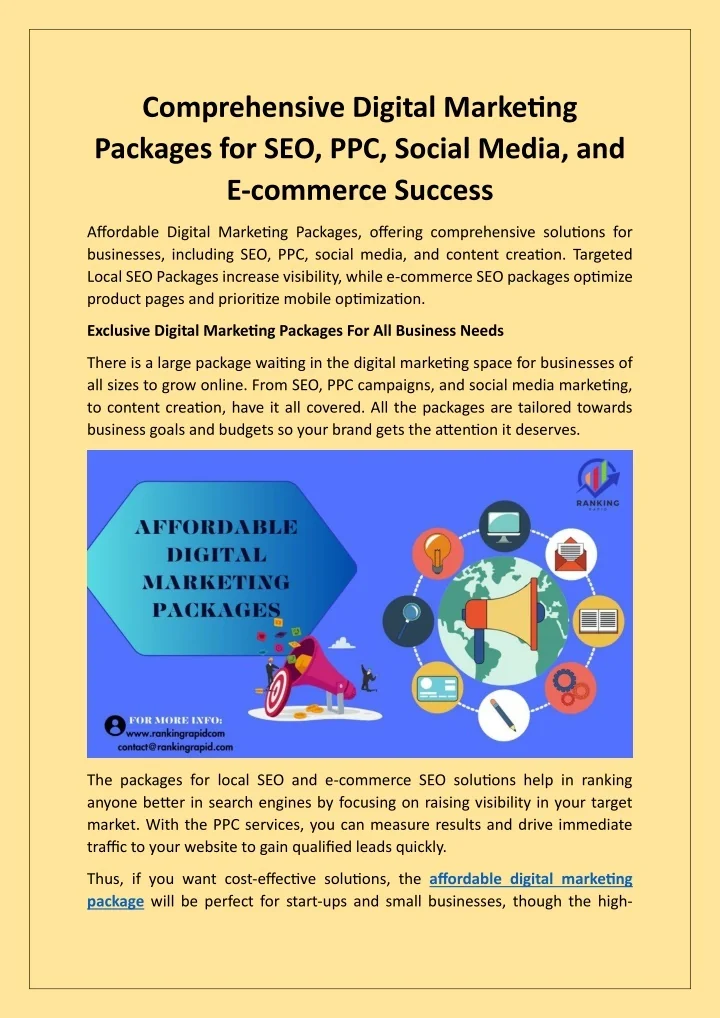 PPT - Comprehensive Digital Marketing Packages for SEO, PPC, Social ...