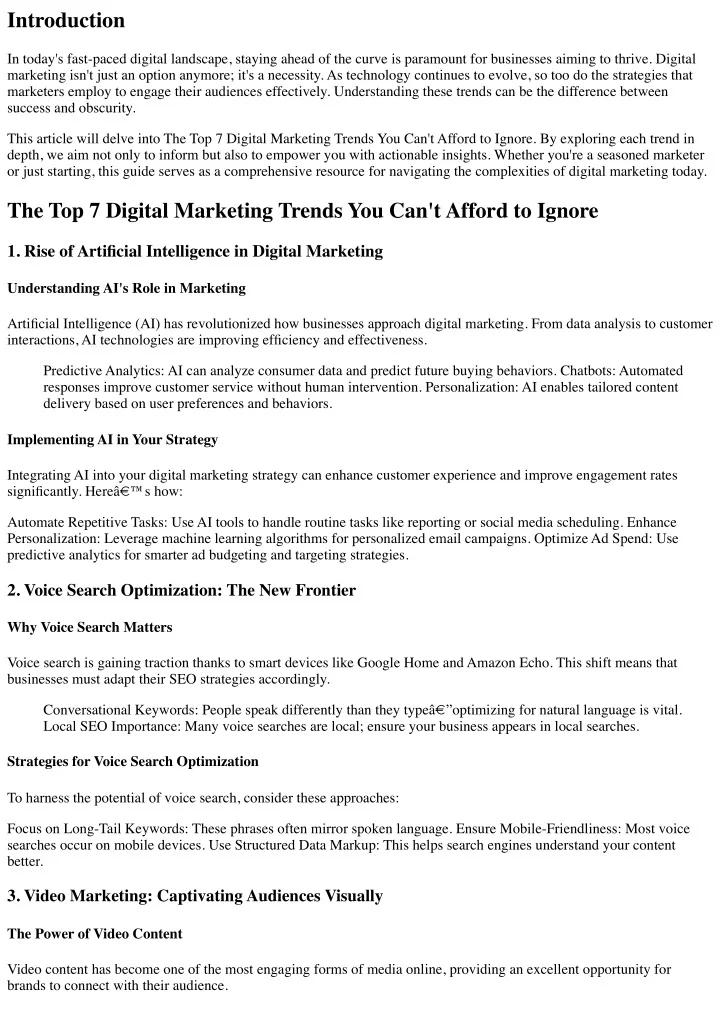 PPT - The Top 7 Digital Marketing Trends You Can't Afford to Ignore ...