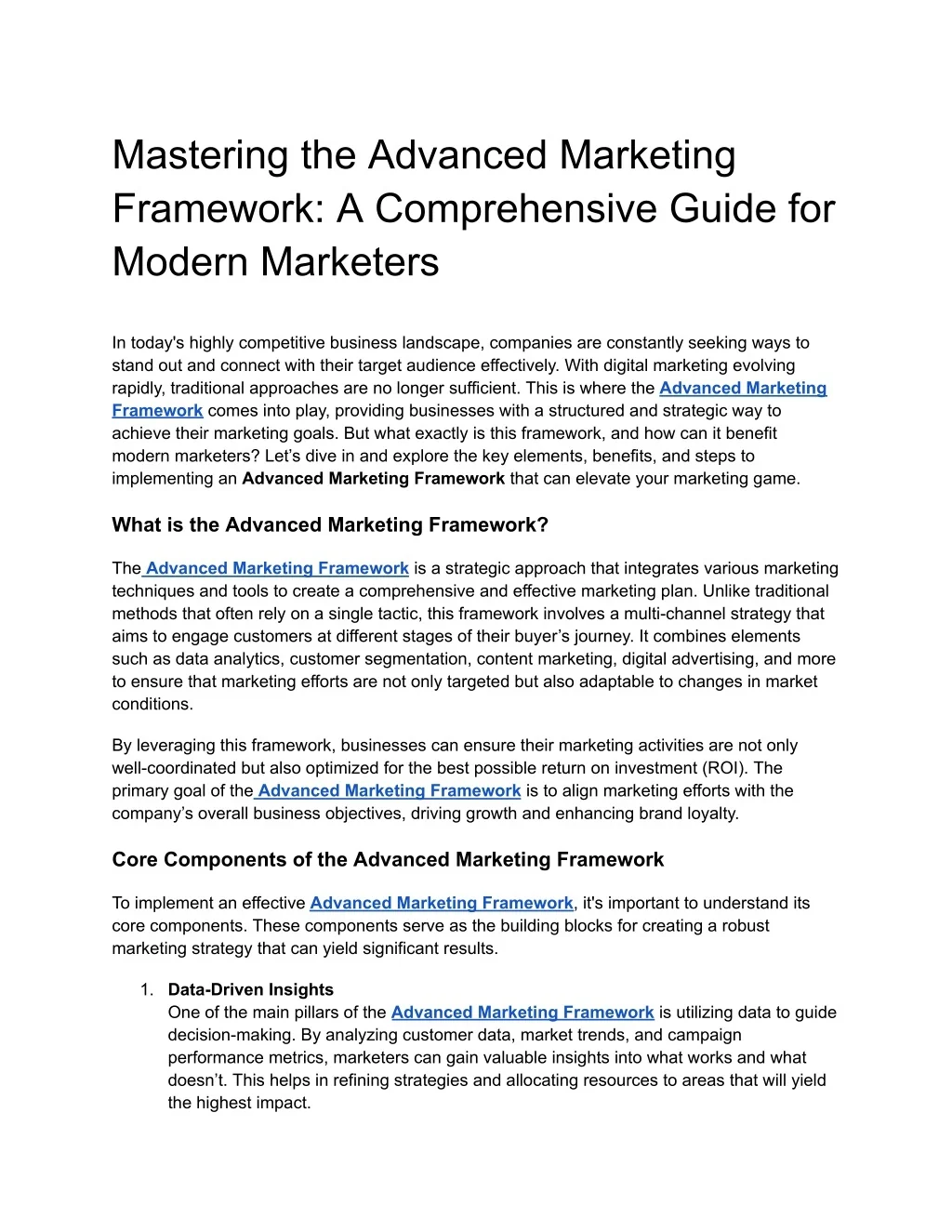 PPT - Mastering the Advanced Marketing Framework: A Comprehensive Guide ...