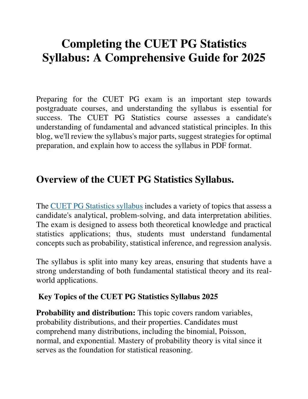 PPT - Completing the CUET PG Statistics Syllabus: A Comprehensive Guide ...
