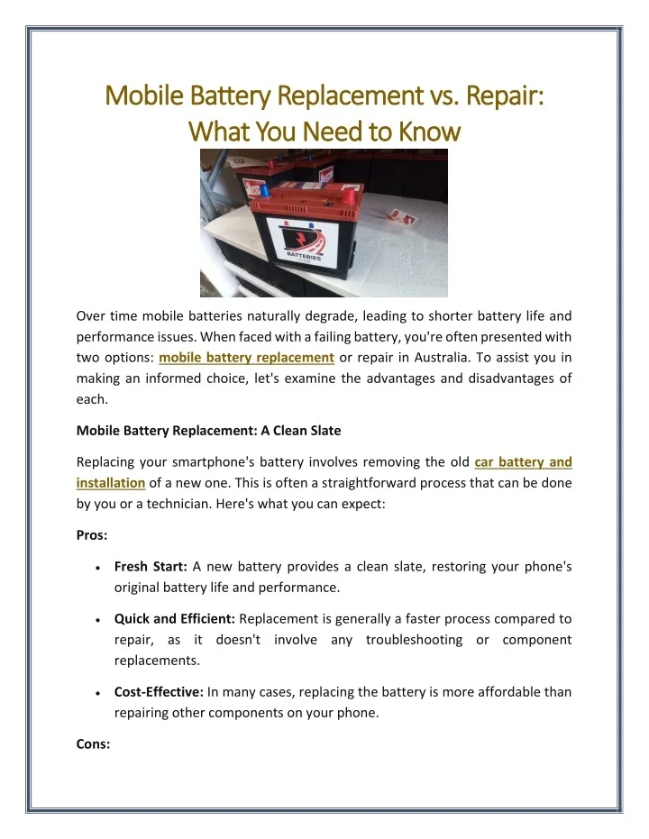 PPT - Mobile Battery Replacement vs Repair What You Need to Know ...