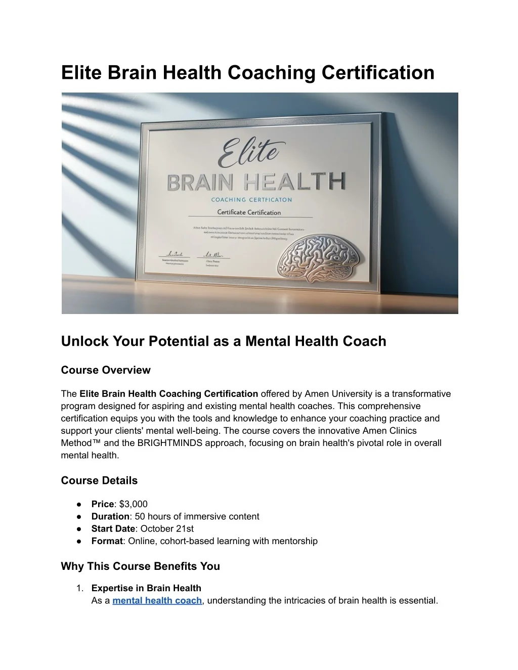 PPT - Elite Brain Health Coaching Certification PowerPoint Presentation ...