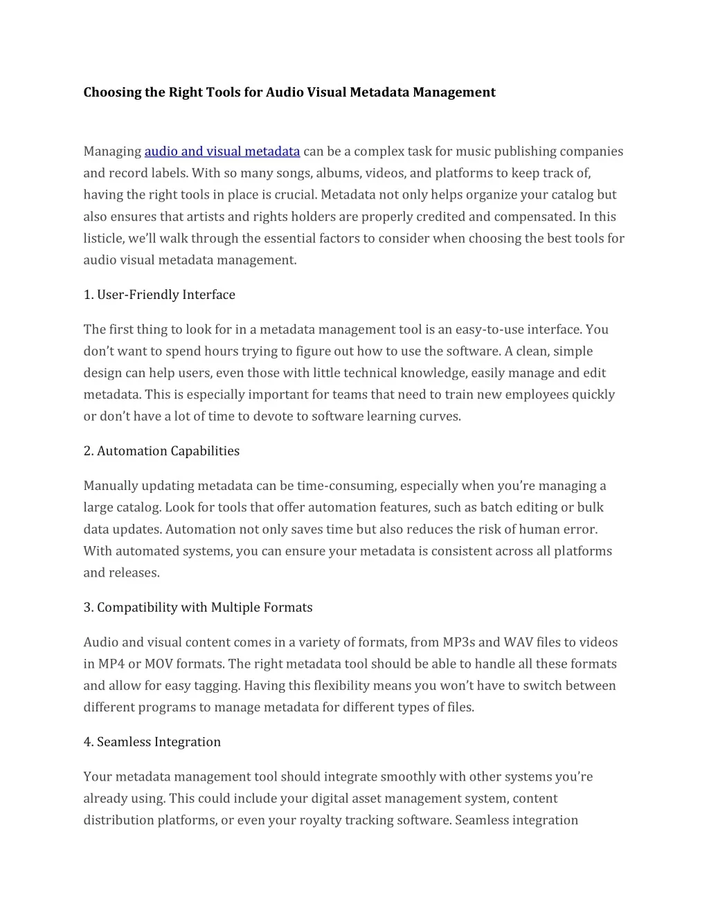 PPT - Choosing the Right Tools for Audio Visual Metadata Management ...