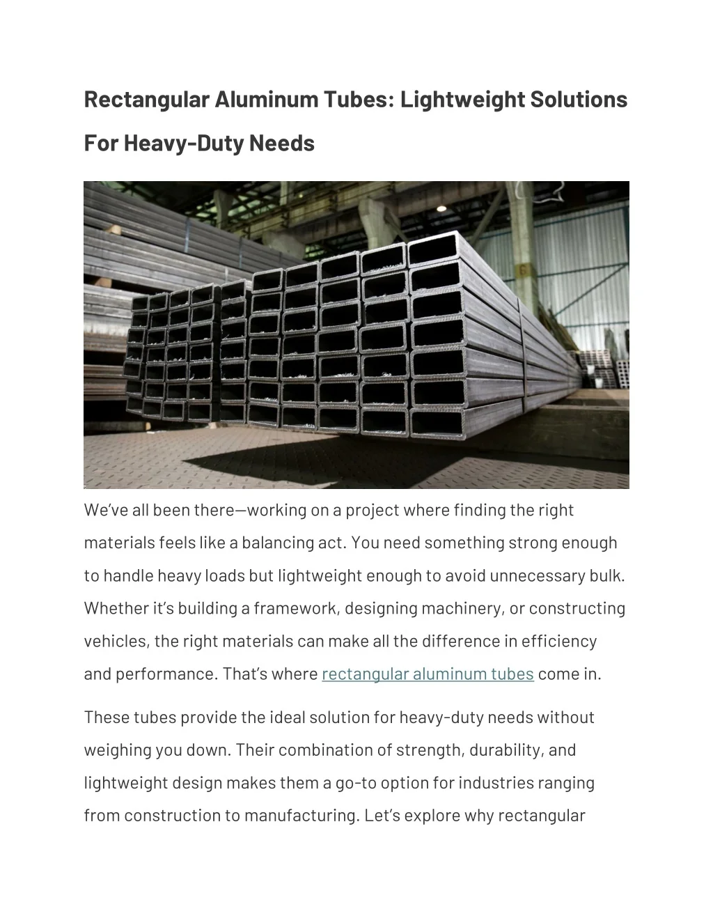 PPT - Rectangular Aluminum Tubes Lightweight Solutions For Heavy-Duty ...