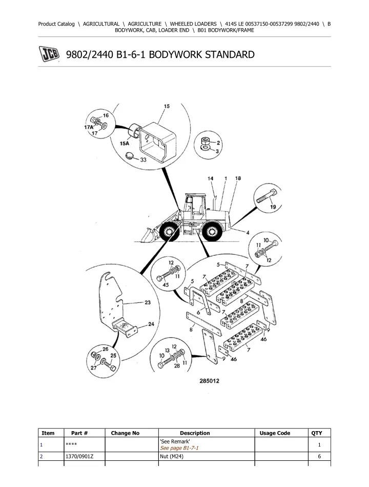 PPT - JCB 414S LE Wheeled Loader Parts Catalogue Manual (Serial Number ...