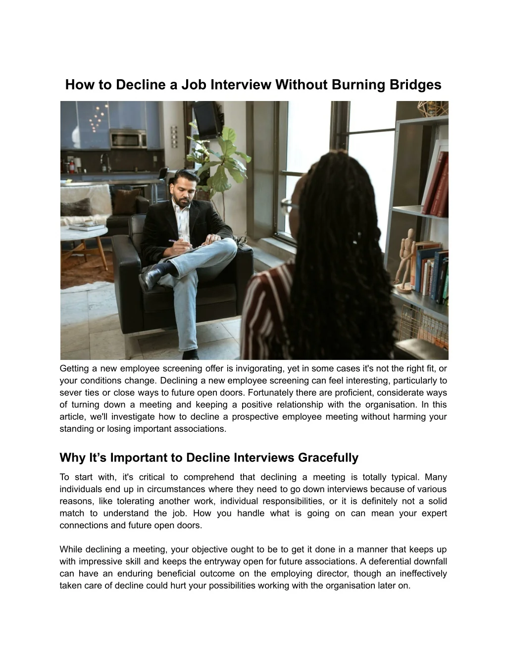 PPT - How to Decline a Job Interview Without Burning Bridges PowerPoint ...