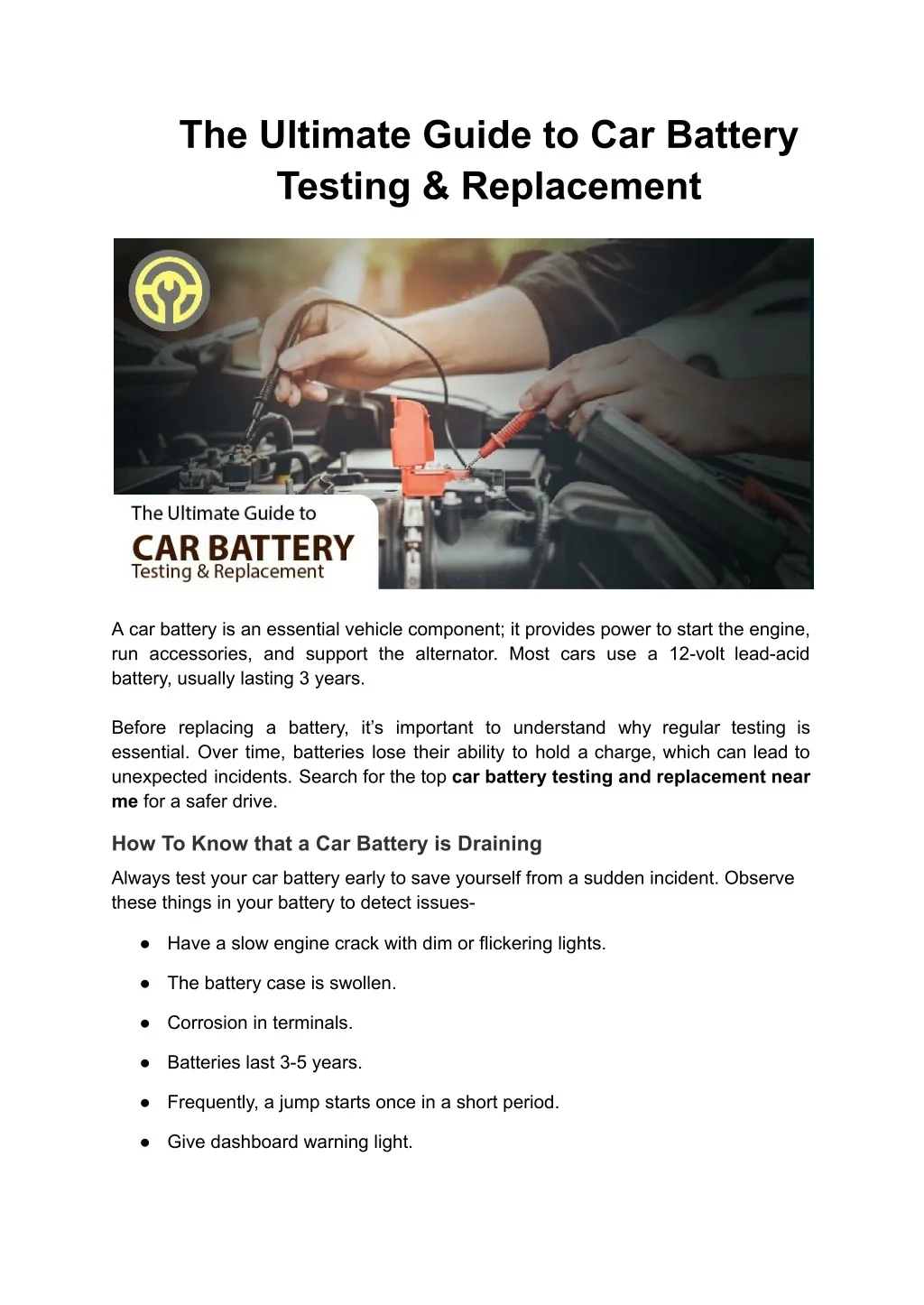 PPT - The Ultimate Guide to Car Battery Testing & Replacement ...