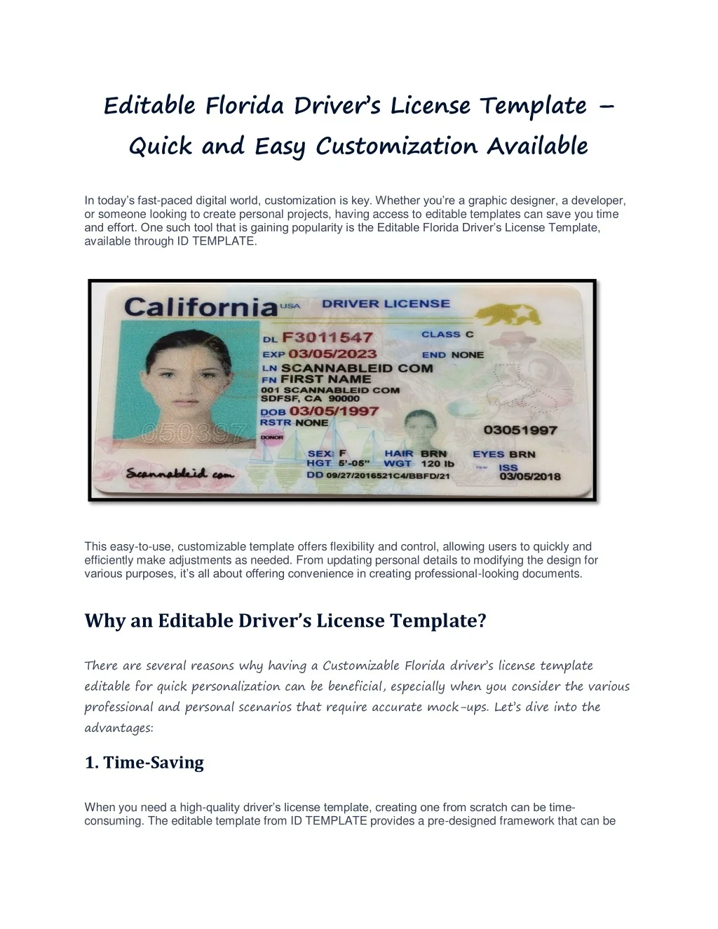 PPT - Editable Florida Driver’s License Template – Quick and Easy ...