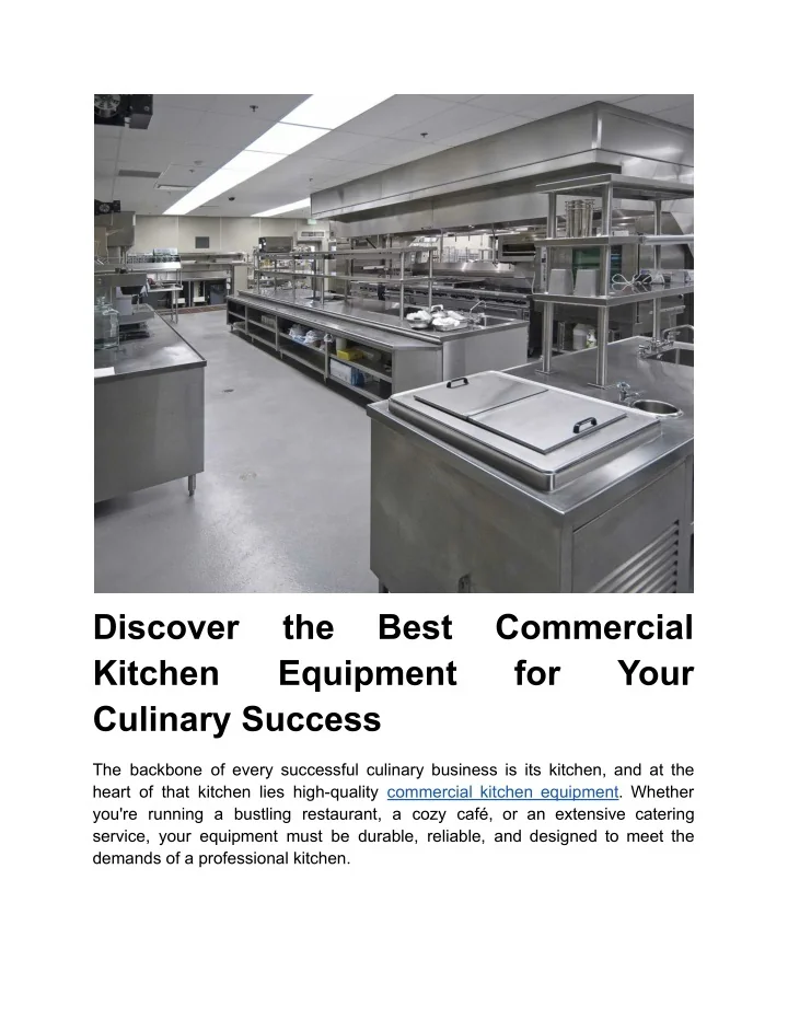 PPT - Discover the Best Commercial Kitchen Equipment for Your Culinary ...