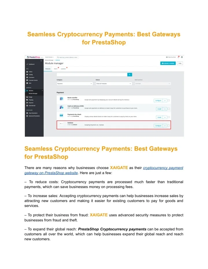PPT - Seamless Cryptocurrency Payments_ Best Gateways for PrestaShop PowerPoint Presentation ...